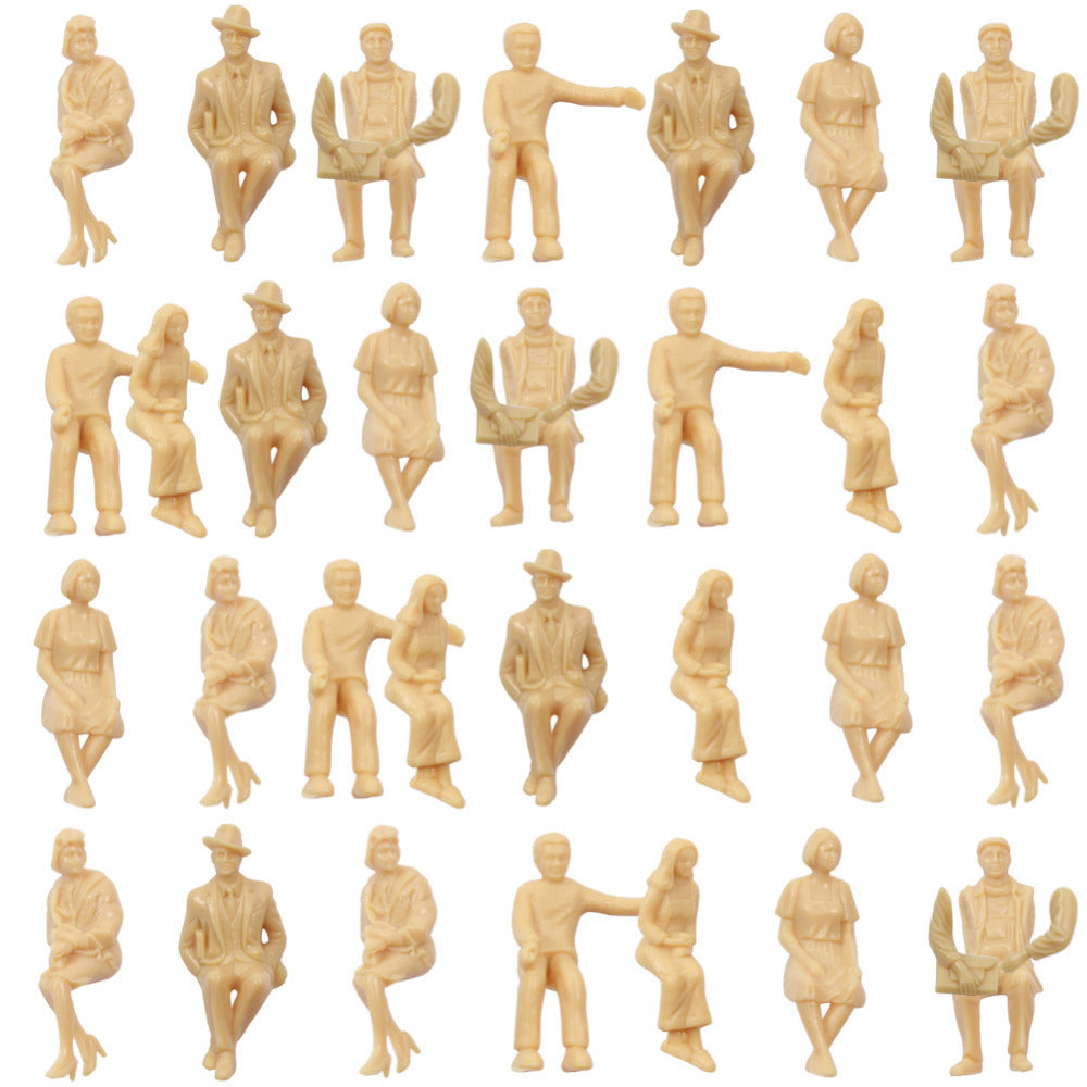 Unpainted Miniature People 1:25 G Scale Seated Figures for Model Railw ...