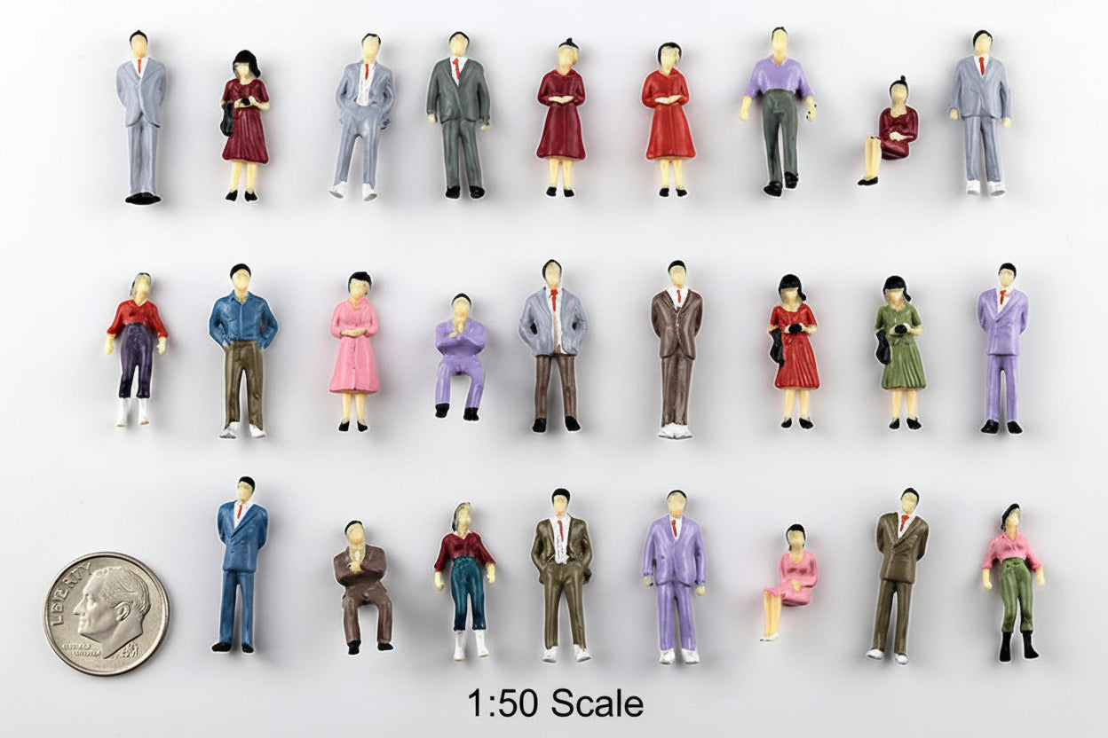 30pcs Miniature People Figures 1:50 Scale Standing & Sitting Models fo ...