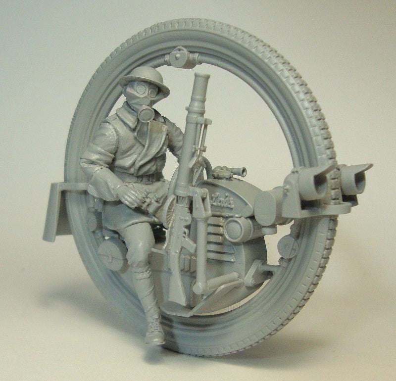 WWII Military Motorcycle Monowheel Soldier Unpainted Resin Figure 1/35 ...