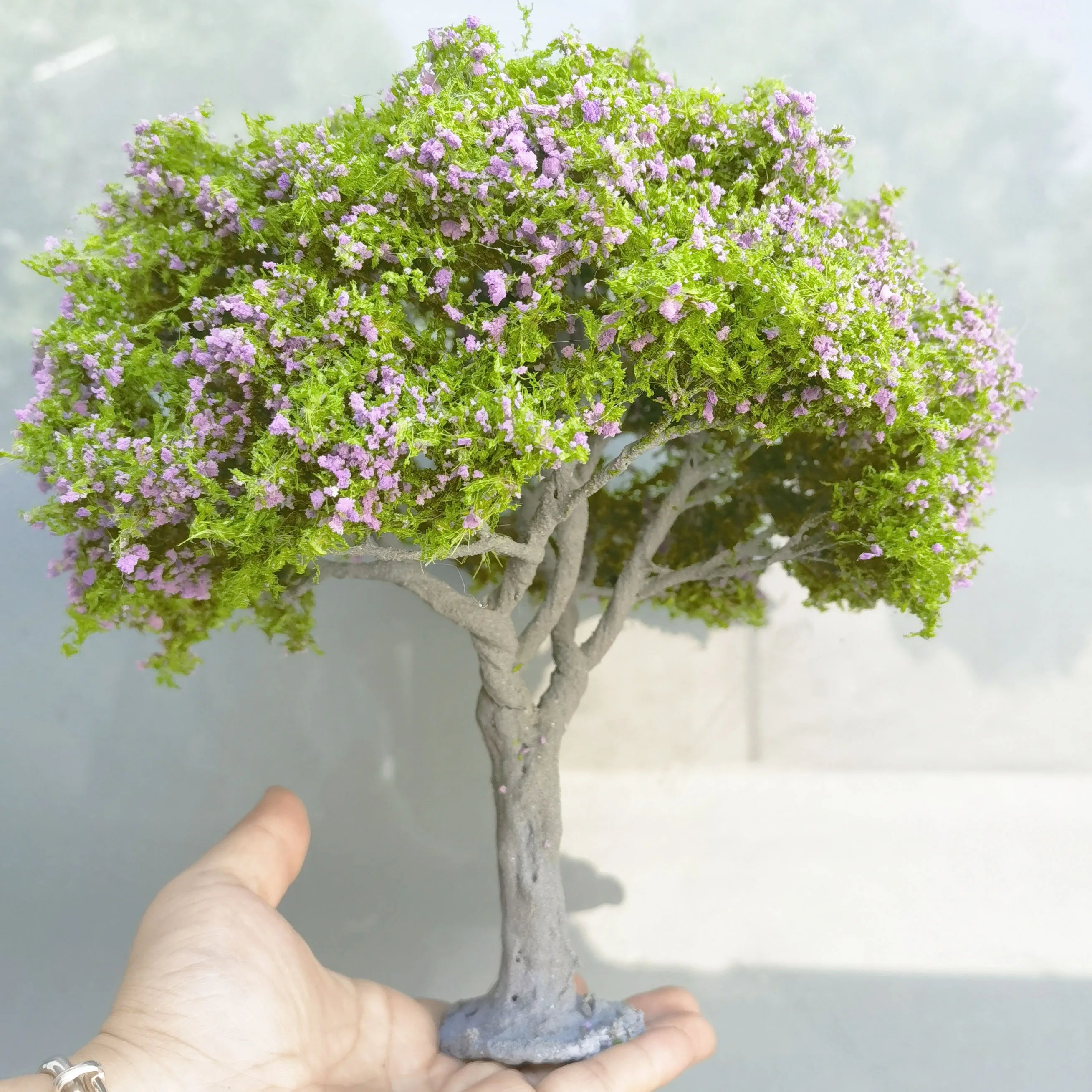 25cm Miniature Purple Flowering Wire Tree Model G Scale Dollhouse Fair ...