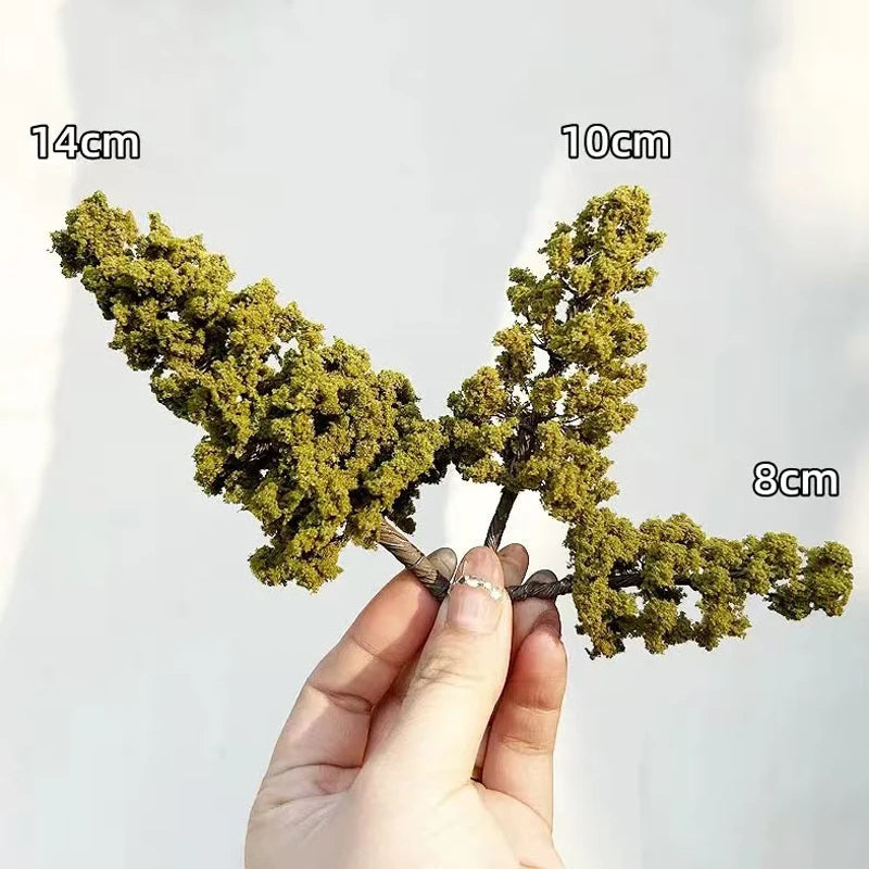8/10/14cm Miniature Army Green Pine Wire Tree Model Train Railway DIY ...