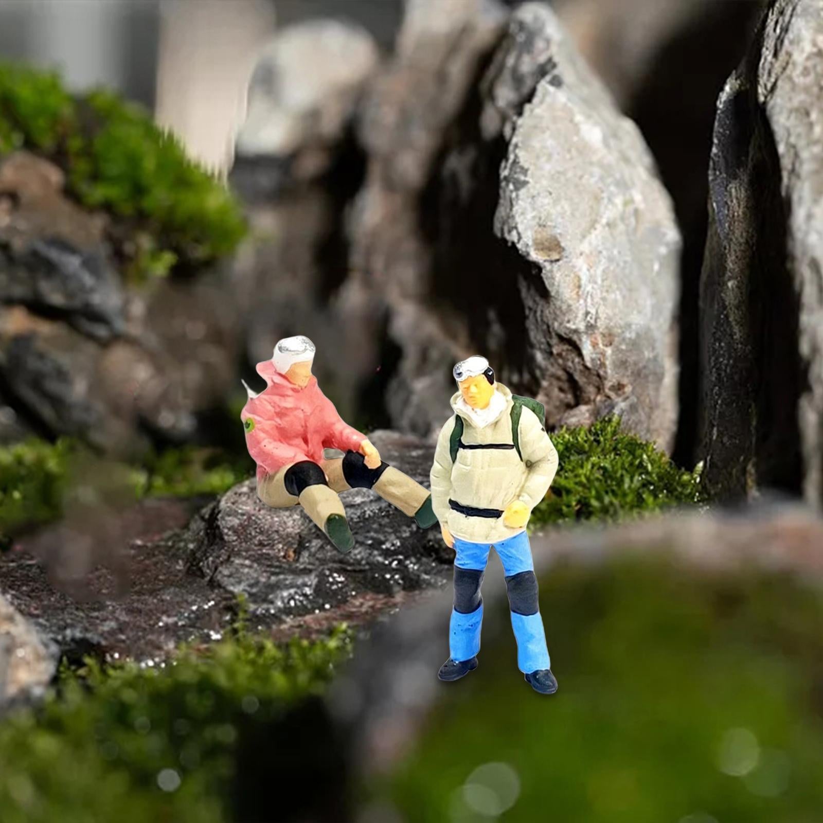 2 pcs Miniature Climbing Hiking Man Woman People Figure 1:87 Model San ...
