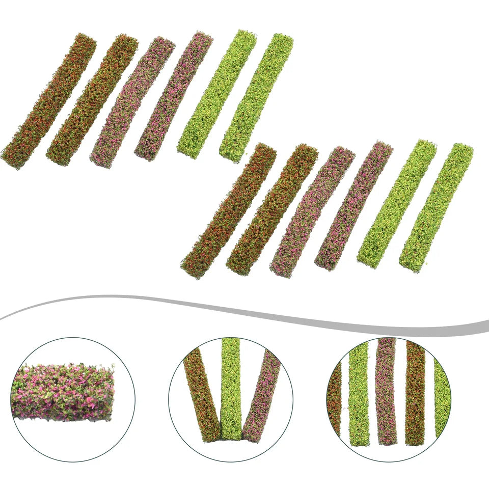 12 pcs Mixed Miniature Shrub Strips Grass Fence Models DIY Sand Table ...