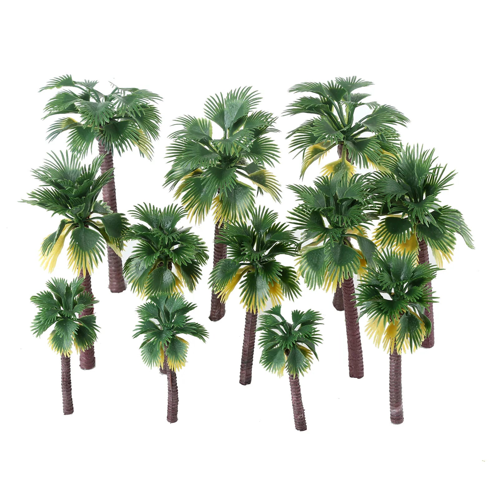 12 pcs 8-16cm Mixed Miniature Coconut Palm Tree Models Train Railway A ...