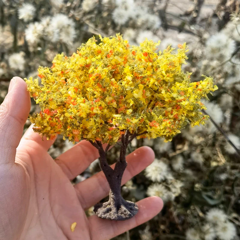 10/15cm Miniature Yellow Autumn Wire Tree Model Railway Layout Accesso ...