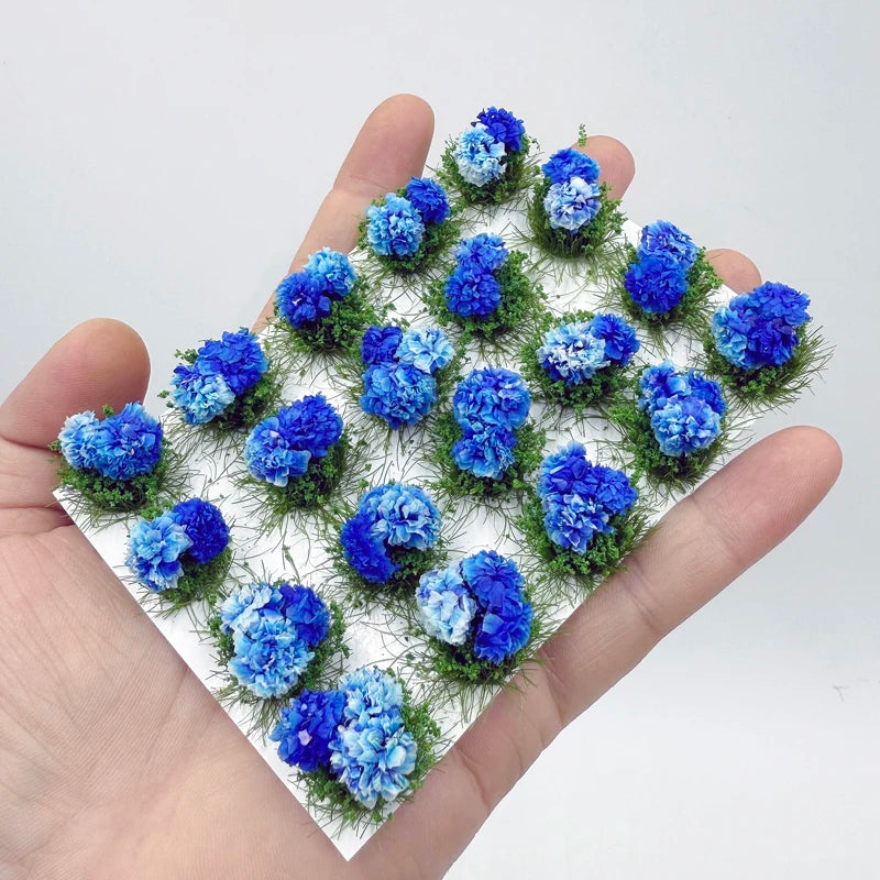 20 pcs Miniature Blue Flower Cluster Tufts Models DIY Train Railway Sc ...