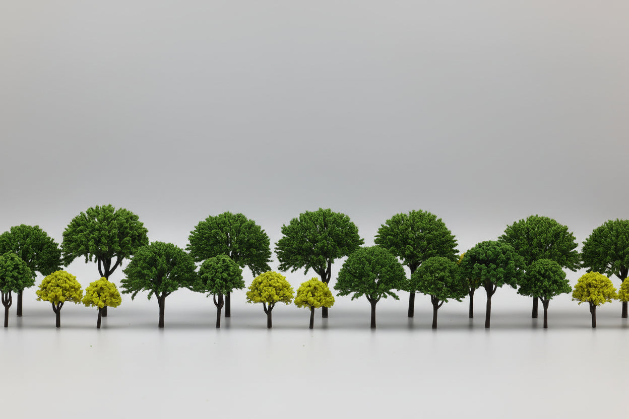 50 pcs 4-10cm Mixed Miniature Umbrella Tree Model Train Railway DIY Sc ...