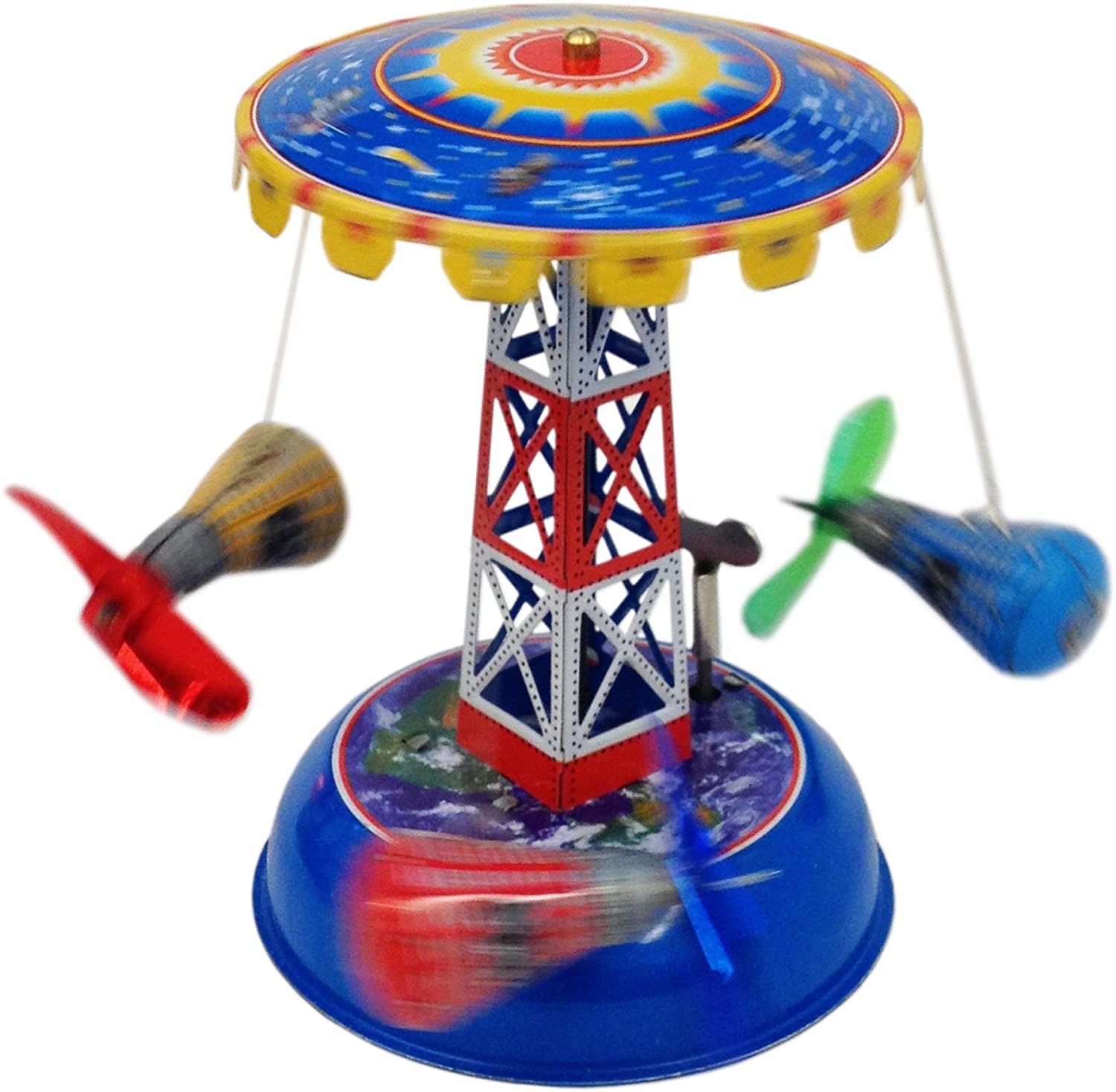 MS631 Space Capsule Carousel Spaceship Retro Clockwork Wind Up Tin Toy ...