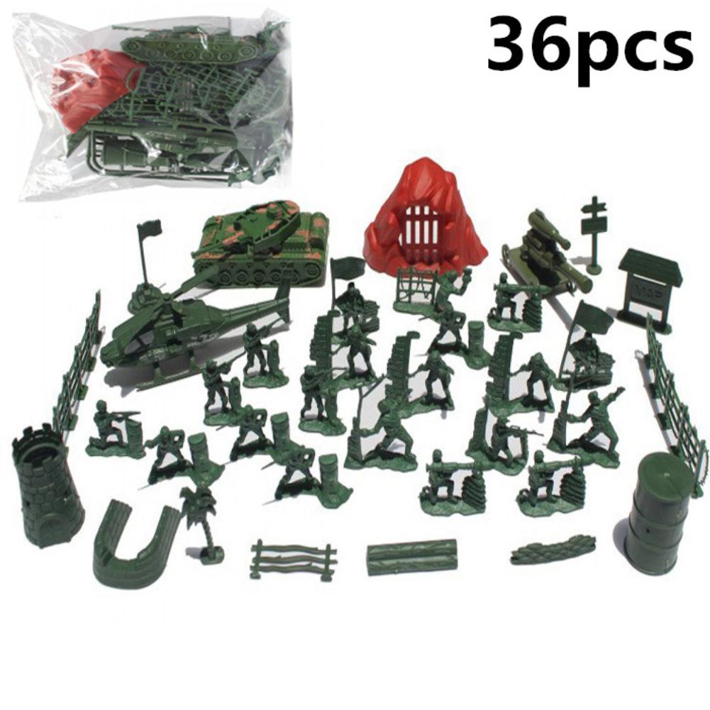 36 pcs Classic WWII Military Playset Plastic Toy Soldier Army Men 4cm ...