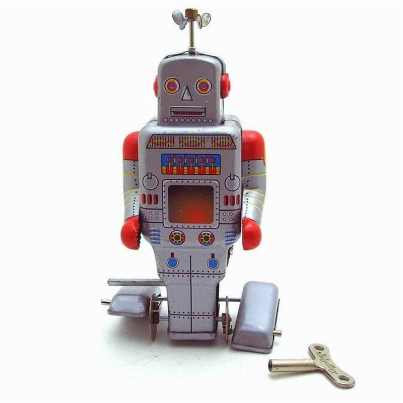 MS372 Weatherman Robot Retro Clockwork Wind Up Tin Toy Collectible – e ...